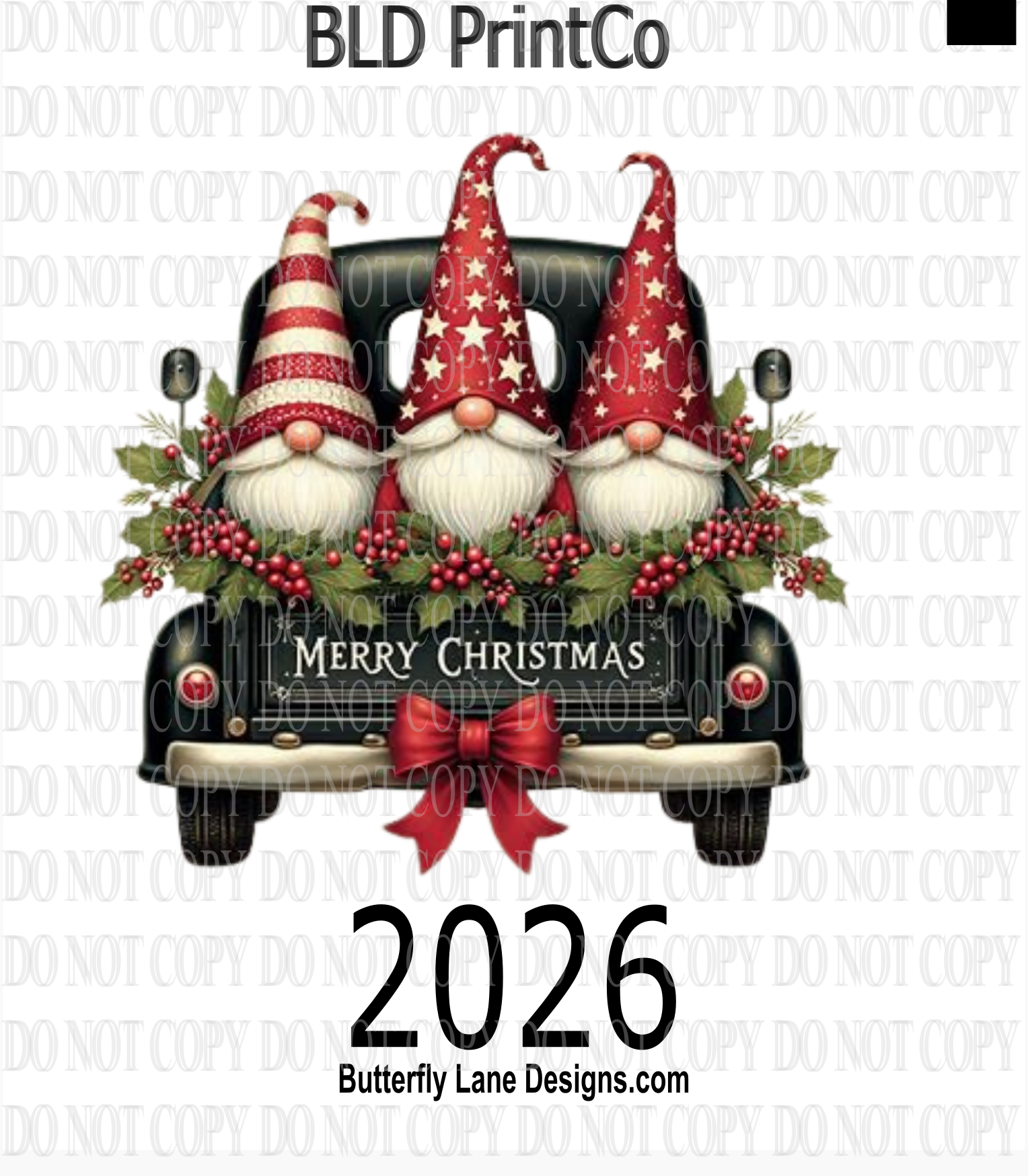 D2026 Merry Christmas Gnomes-truck – Butterfly Lane Designs
