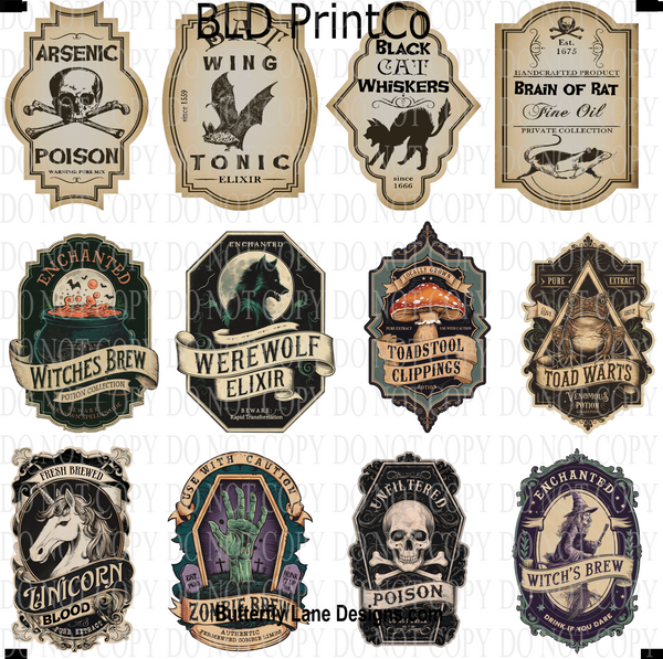 CAPS 13 Poison-Potions Labels-Set 3 – Butterfly Lane Designs