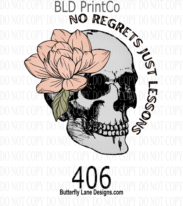 D406 No Regrets just lessons :: Clear Decal :: VC Decal – Butterfly Lane Designs