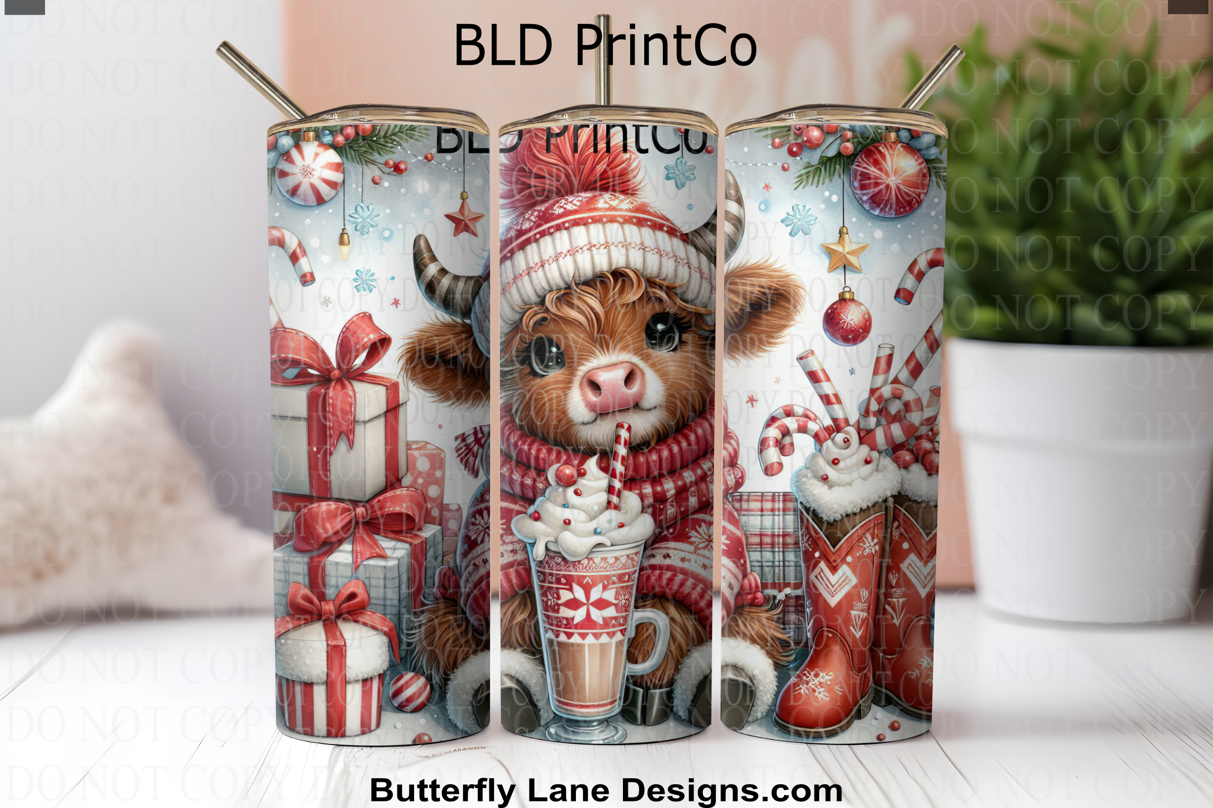 W883 Holiday highland cow – Butterfly Lane Designs