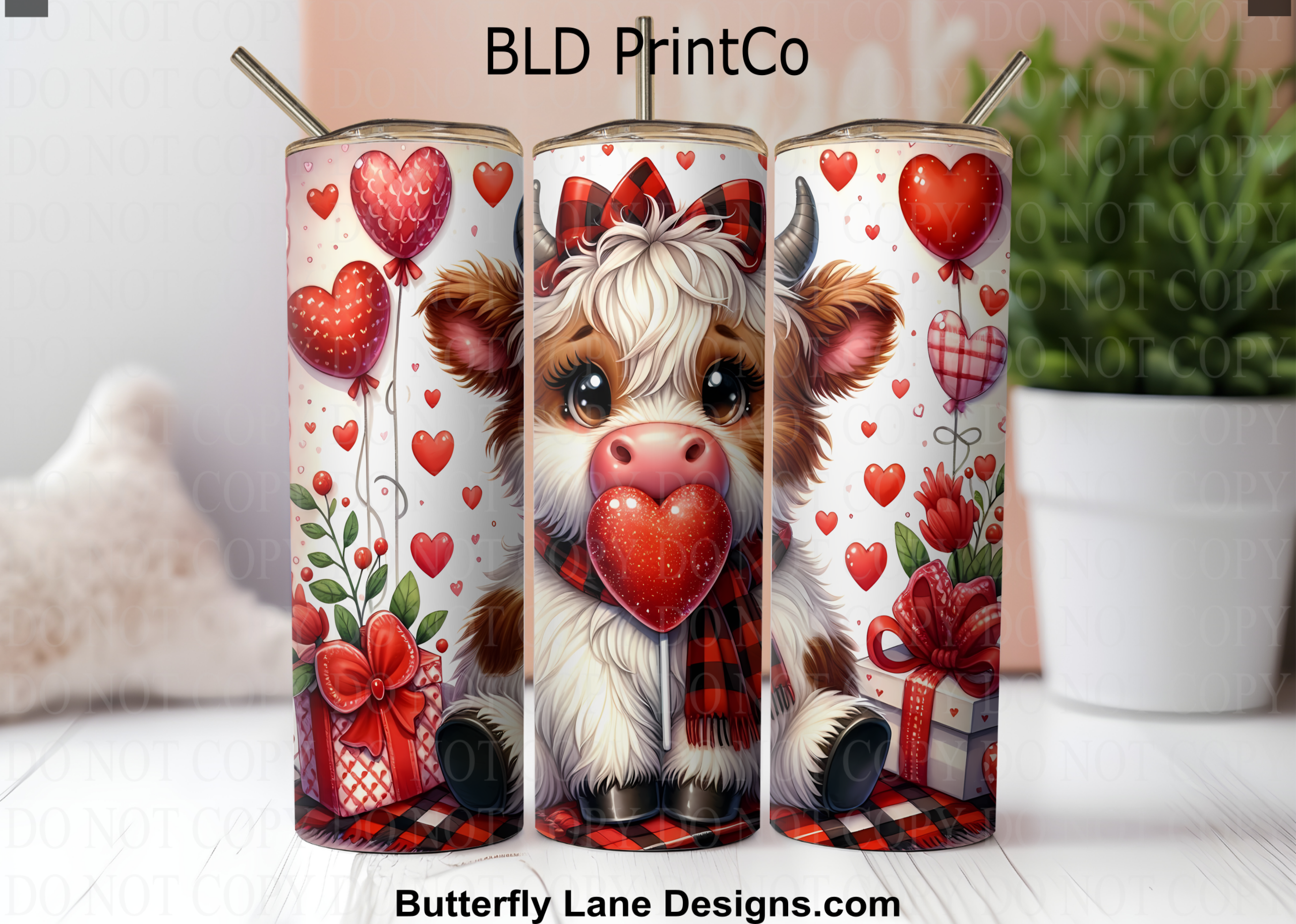 W944 Valentine Highland Cow – Butterfly Lane Designs
