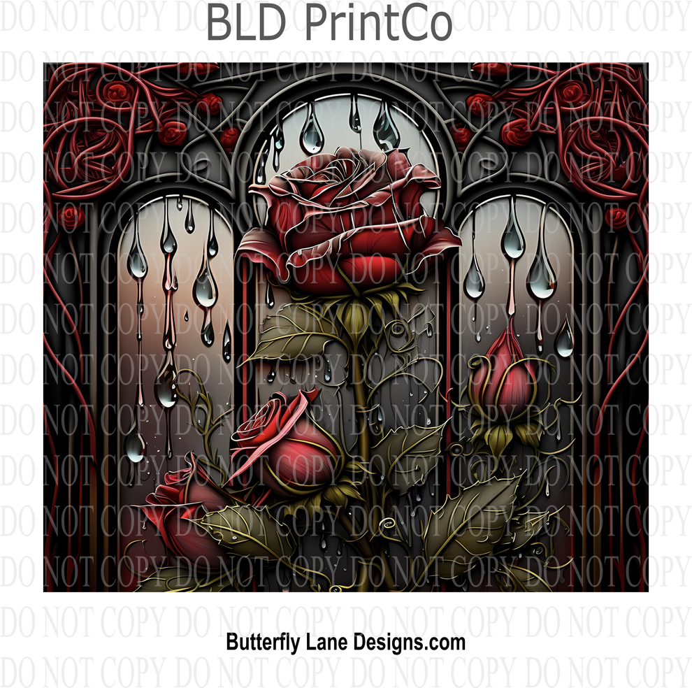Weeping Rose Stained glass effect: Tumbler wrap W54 – Butterfly Lane ...