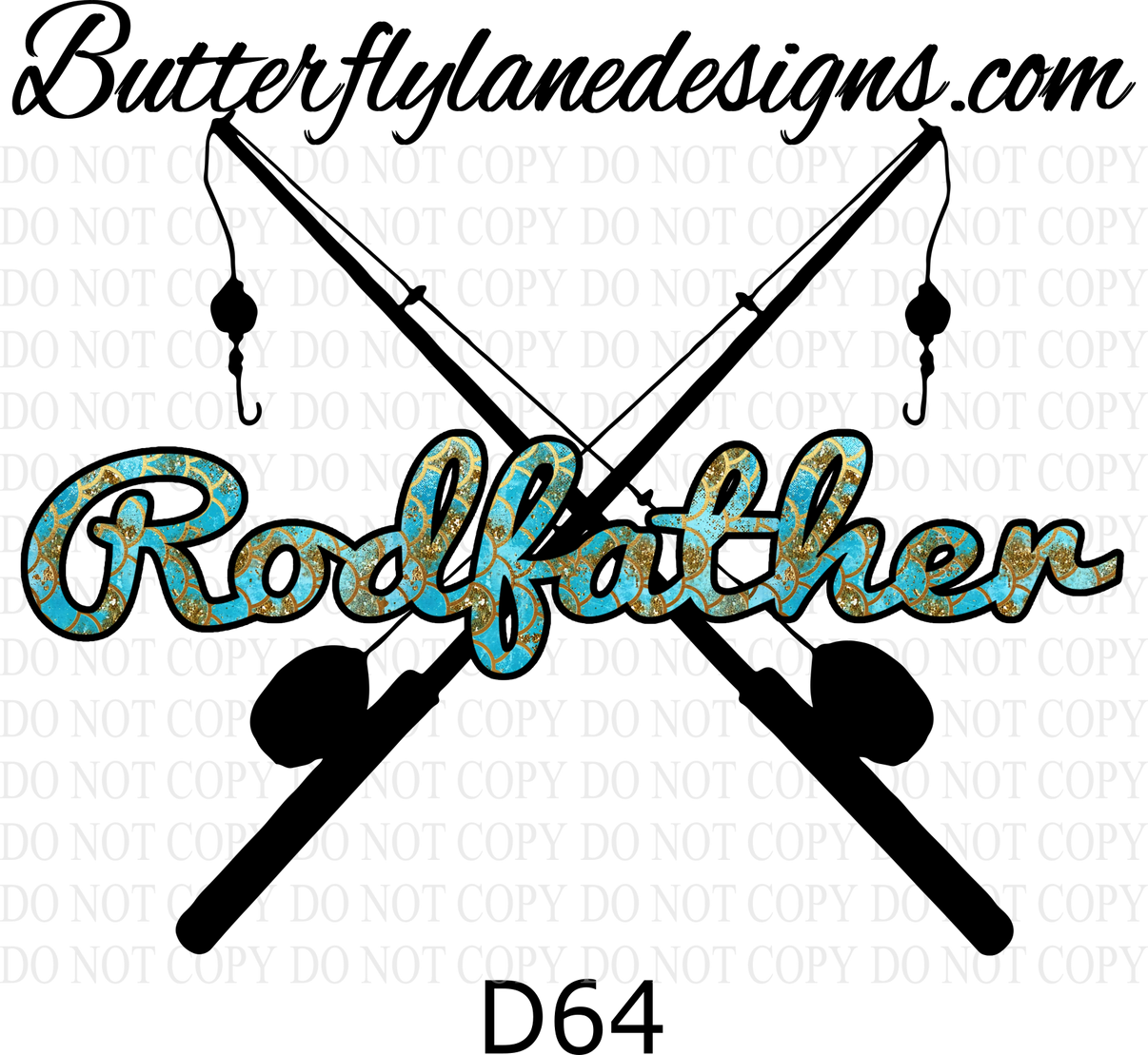 D64 Rodfather-fishing :: Clear Decal :: VC Decal – Butterfly Lane Designs