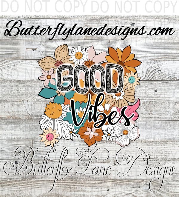 Good Vibes-Fall retro :: Clear Decal :: VC Decal – Butterfly Lane Designs