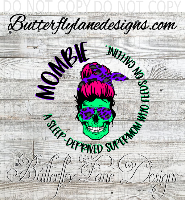 Mombie-green skull: Clear Decal :: VC Decal – Butterfly Lane Designs