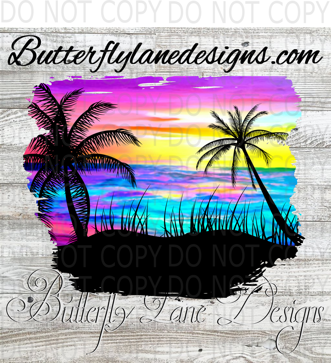 Ocean Sunset with Palm trees-02-BLD :: Clear Decal :: VC Decal ...